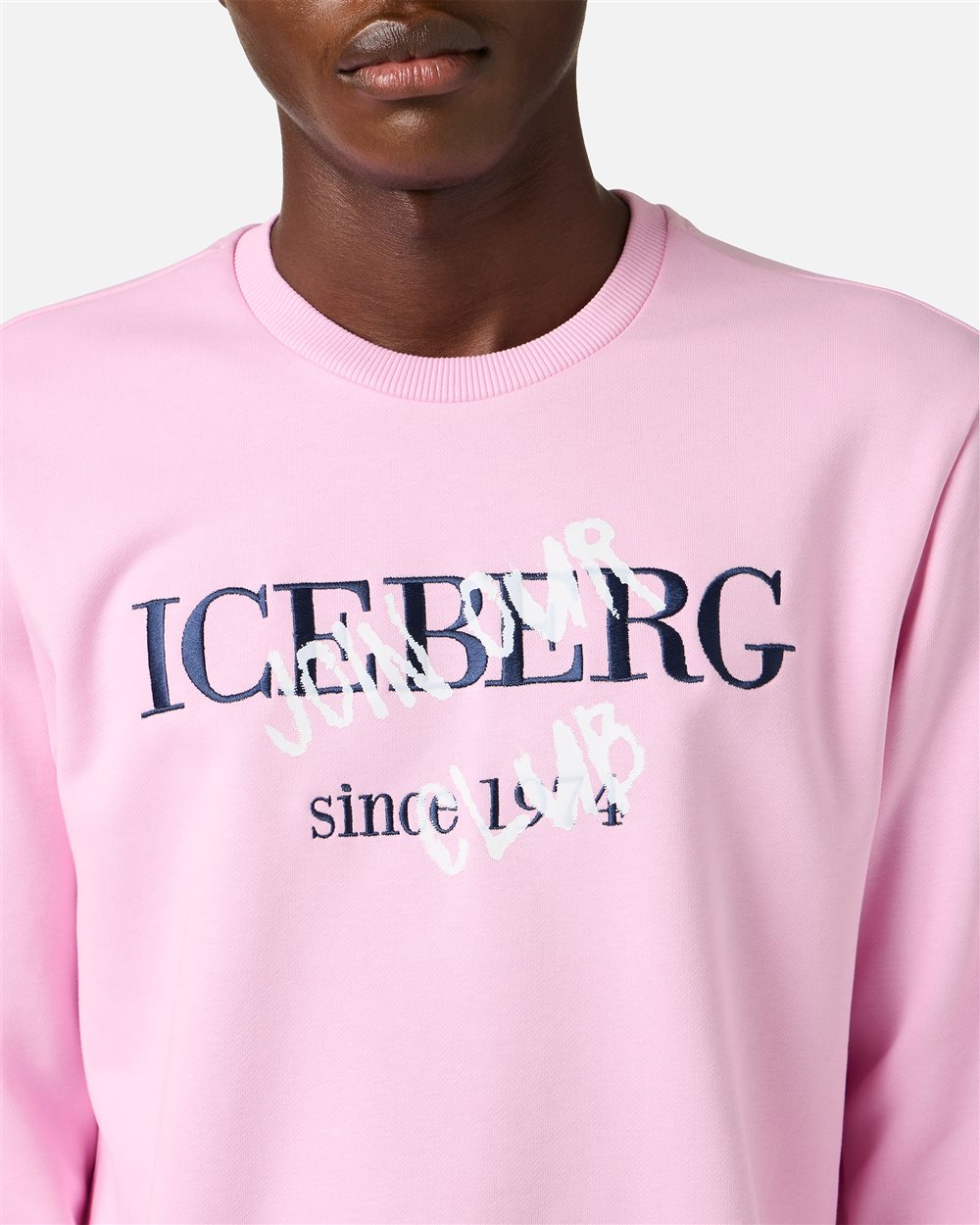 Rosa Rundhals-Sweatshirt im Slim Fit aus Sweatstoff | ICEBERG