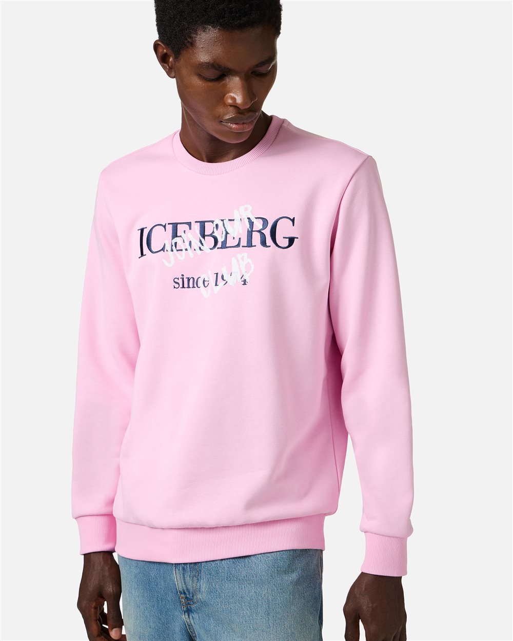Rosa Rundhals-Sweatshirt im Slim Fit aus Sweatstoff | ICEBERG
