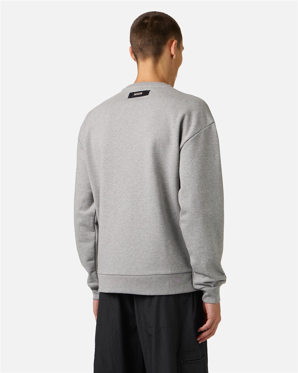 Light gray melange regular fit crew neck sweatshirt in sustainable ...
