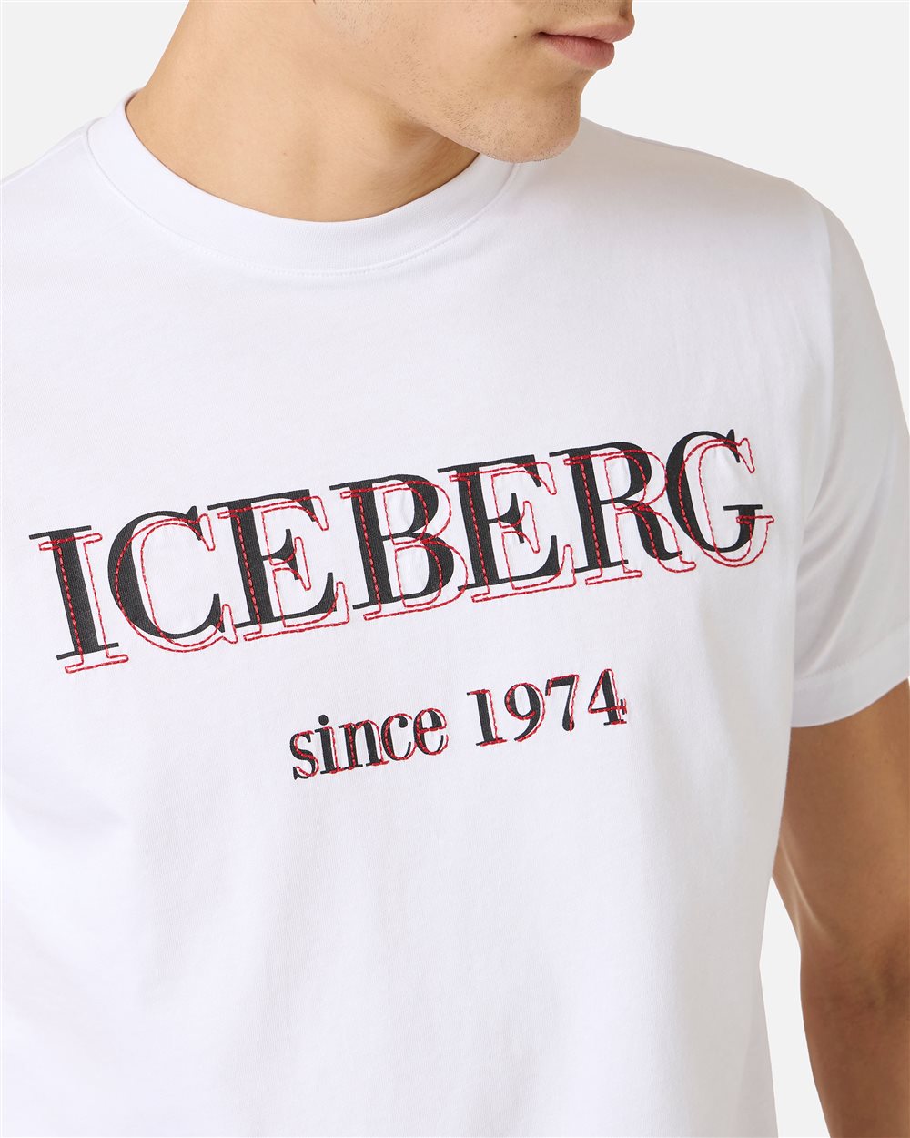 Optic white oversized T-shirt in cotton jersey, featuring the Iceberg ...