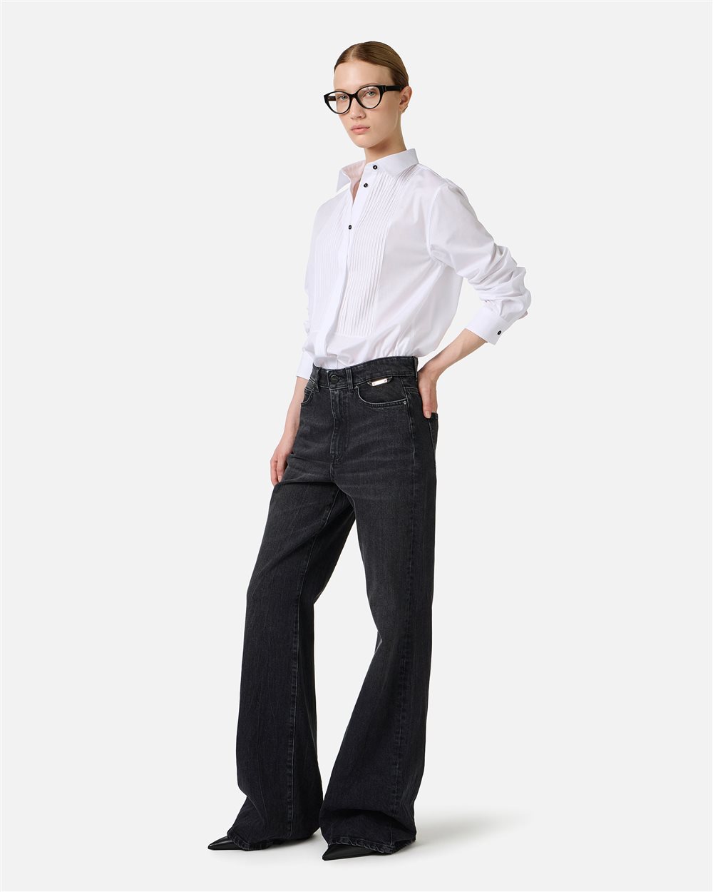 Black 5-pocket denim pants in stone wash with a new flare fit - Iceberg ...