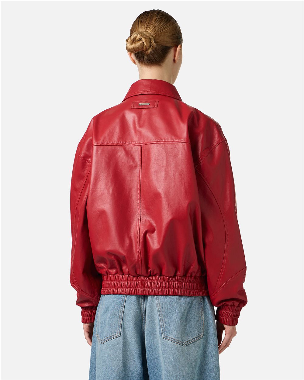 Dark red leather bomber short jacket | ICEBERG