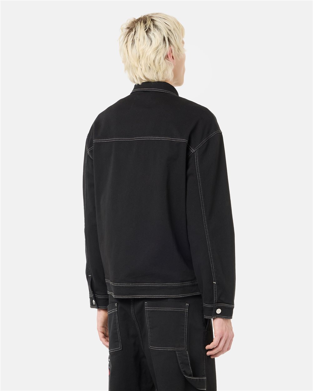 Black, work fit cotton gabardine jacket - Iceberg - Official Website