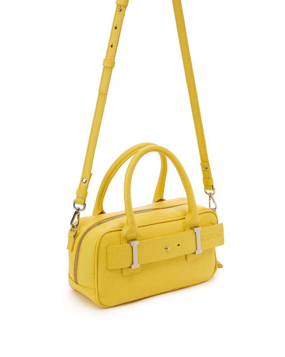 Yellow crossbody bag in calfskin leather with I buckle | ICEBERG