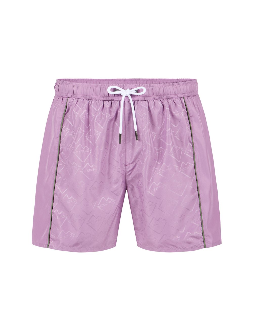 Purple swim trunks with tone-on-tone side bands and drawstring | Iceberg