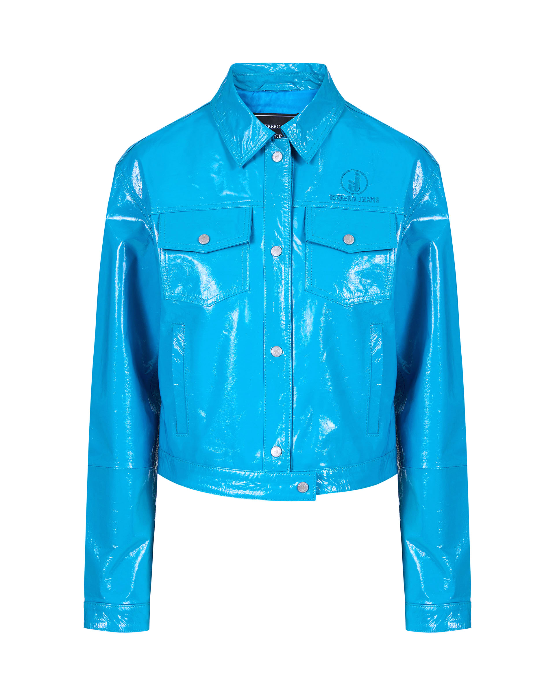 5-pocket jacket in bluette patent leather effect lambskin | ICEBERG