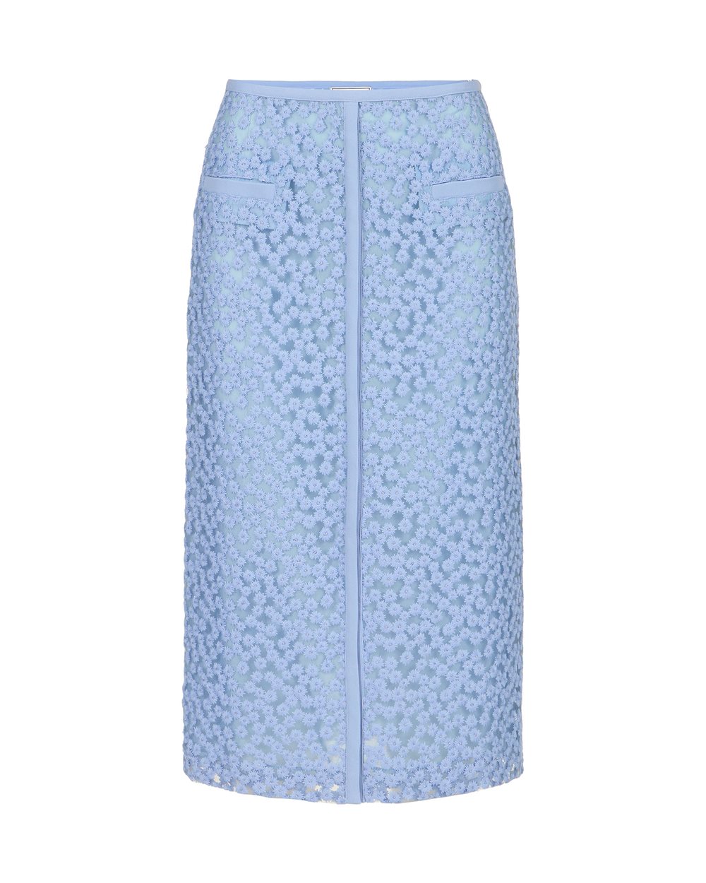 Powder blue, regular fit pencil skirt in embroidered tulle | ICEBERG